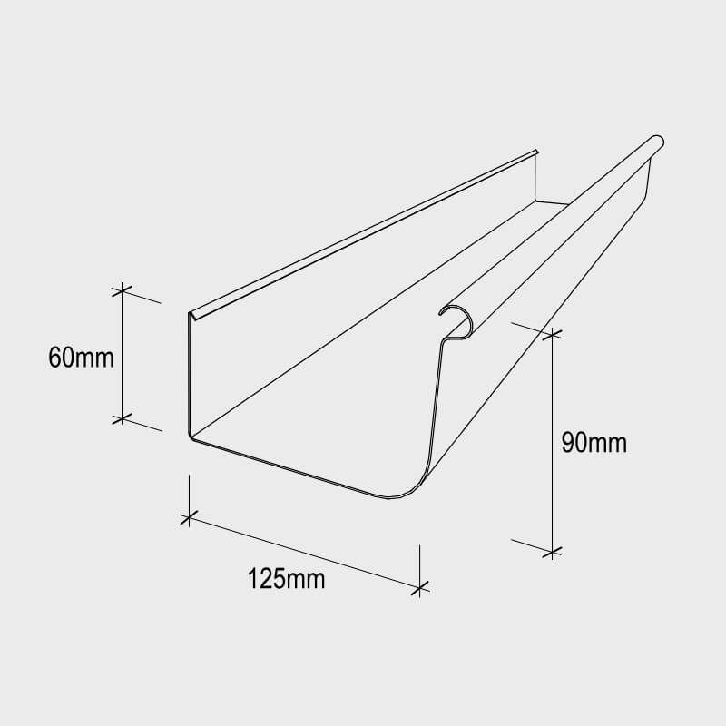 Quad 125mm Gutter - Zincalume – eRoofing Australia